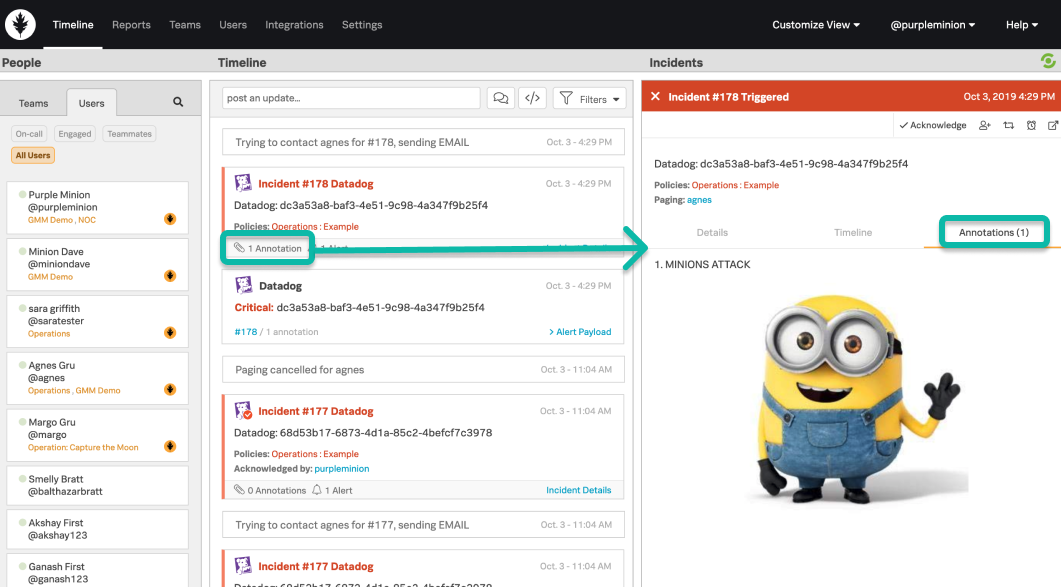 Incident Pane | Splunk On-Call Software
