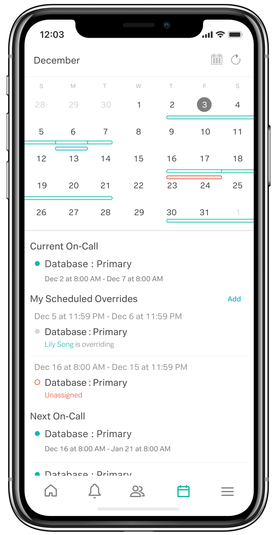 Mobile App - Schedule & Scheduled Overrides | Splunk On-Call Software